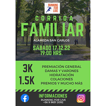 CORRIDA FAMILIAR RUNNING FOR LIVE - Corredor Promedio