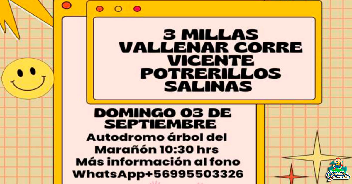 3 MILLAS VALLENAR CORRE - Corredor Promedio